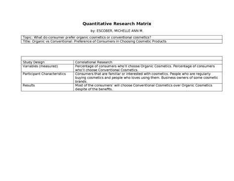 Quantitative Research Matrix Docsity