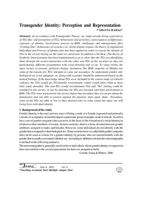 Pdf Transgender Identity Perception And Representation