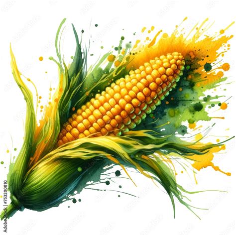 Watercolour Sweet Corn Abstract Watercolor Blot In Form Of Sweet Corn
