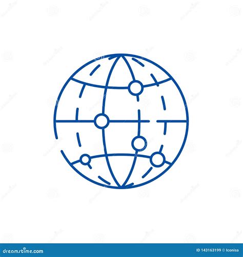 Global Data Encryption Line Icon Concept Global Data Encryption Flat Vector Symbol Sign