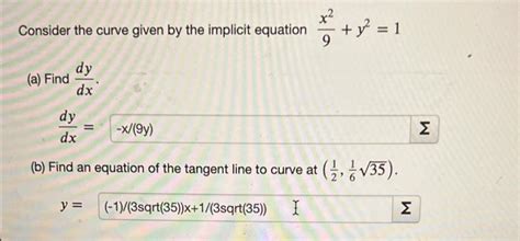 Solved Consider The Curve Given By The Implicit Equation