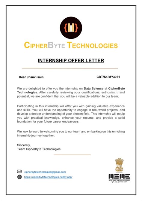 Internshipopportunity Datascience Datascienceinternship Cipherbytetechnologies Jhanvi Sain
