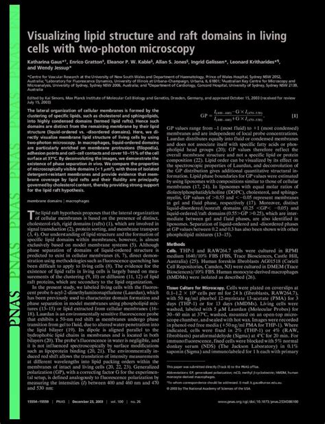 PDF Visualizing Lipid Structure And Raft Domains In Living Visualizing Lipid Structure And