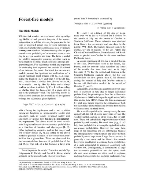 Pdf Forest Fire Modelsbased In Part On The Article “forest Fire Models” By Haiganoush K