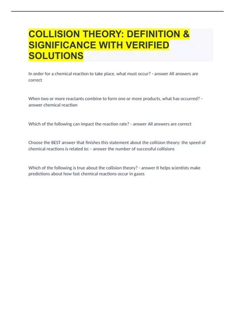 Collision Theory Definition And Significance With Verified Solutions Collision Theory Gizmo