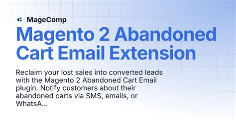 Magento 2 Abandoned Cart Email Extension Magecomp