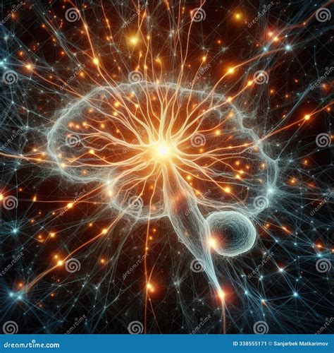 Neuron Network Firing A Network Of Neurons Fires And Communicate Stock Illustration