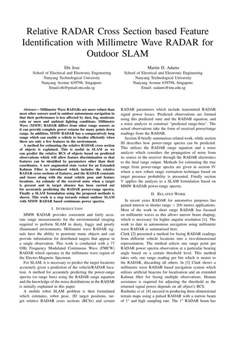 Pdf Relative Radar Cross Section Based Feature Identification With Millimeter Wave Radar For