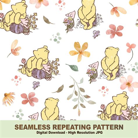 Classic Winnie The Pooh Seamless Repeating Pattern Pooh And Friends