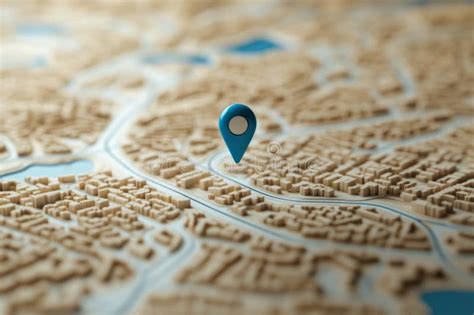 Stylized City Map With Blue Pin Highlighting A Specific Location For Urban Navigation And
