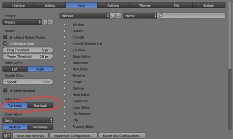 3d View Switch Between Turntable And Trackball Rotation Blender