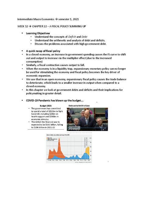 Brief Macro Notes Intermediate Macro Economics Semester WEEK CHAPTER A FISCAL