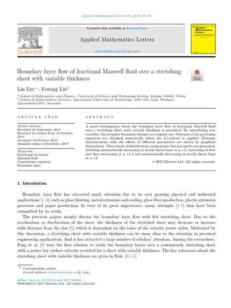 Boundary Layer Flow Of Fractional Maxwell Fluid Over A Stretching Pdf Fluid Dynamics