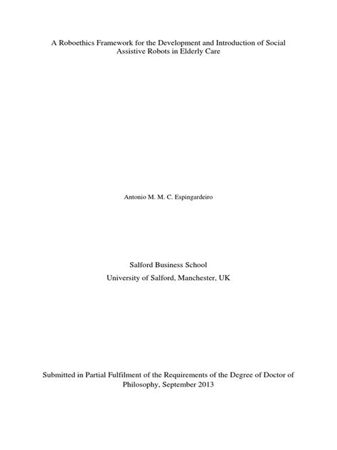 A Roboethics Framework For The Development And Introduction Of Social Assistive Robots In