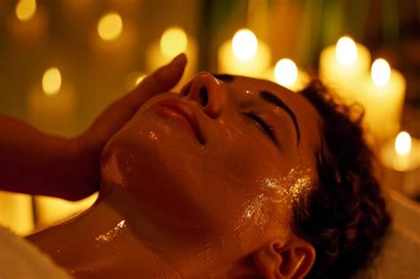 A Woman Lying On Her Back In The Spa Getting Massaged Premium Ai Generated Image