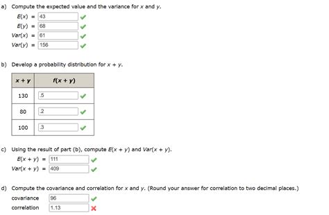 solved compute the expected value and the variance for x and
