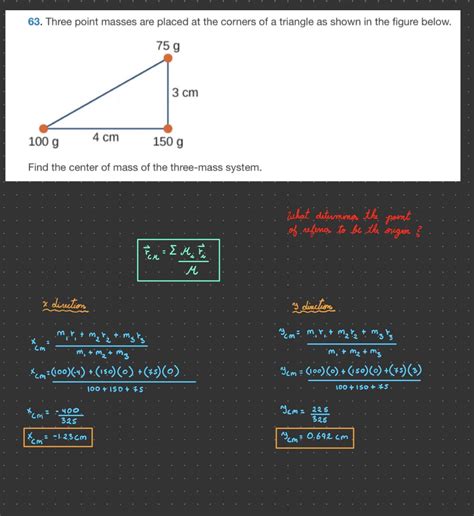 63 Three Point Masses Are Placed At The Corners Of A Triangle As Shown