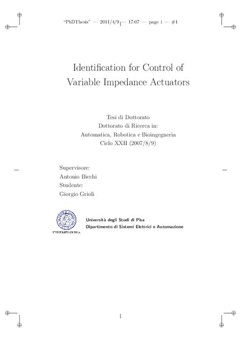 Pdf Identification For Control Of Variable Impedance Actuators