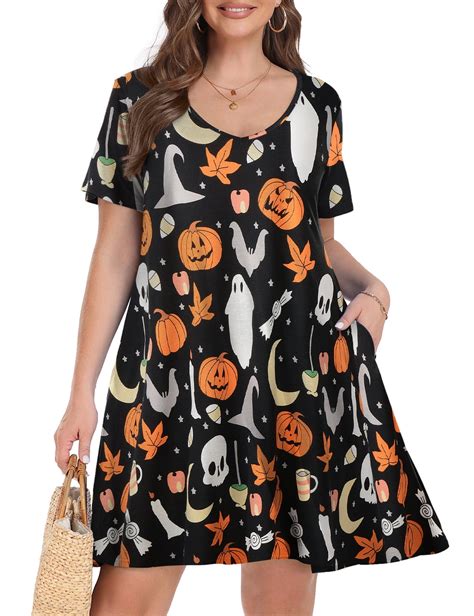Plus Size Halloween Dresses For Women Vepkul V Neck Casual Swing T