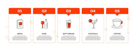 레스토랑 음식 및 음료 관련 프로세스 인포그래픽 템플릿 프로세스 타임라인 차트 선형 아이콘이 있는 워크플로 레이아웃 건강한 식생활에 대한 스톡 벡터 아트 및 기타 이미지