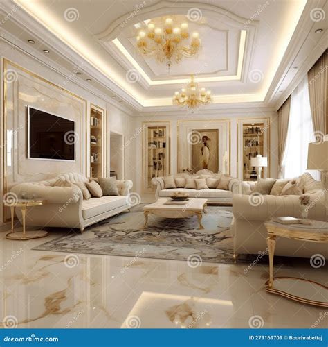 Opulent Interior Design With Elegant Furnishings Stock Illustration Illustration Of