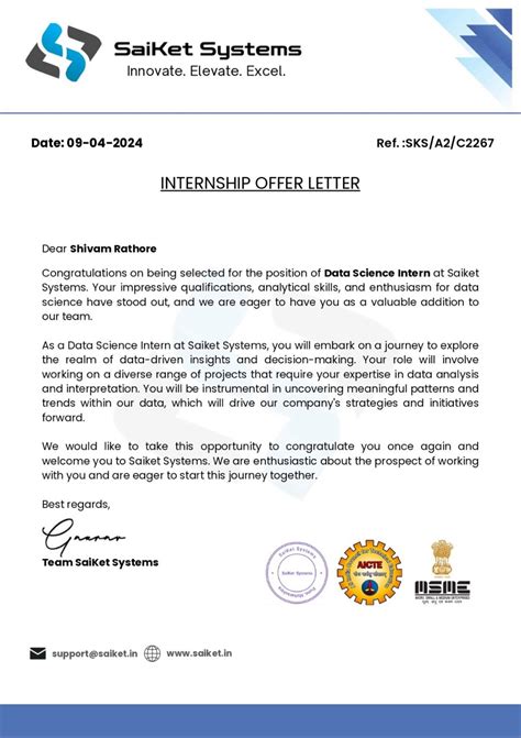 Shivam Rathore On Linkedin Datascience Internship Saiketsystems Futurewithsaiket