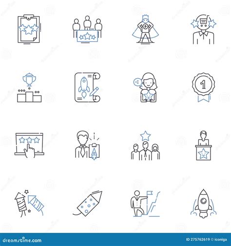 Fulfillment Line Icons Collection Deliverance Satisfaction Accomplishment Completion