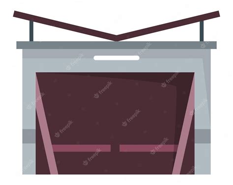 차고 문 아이콘 만화 차고 자동차 집 보관을 위한 스윙 게이트 기계 또는 자동 제어 시스템이 있는 금속 입구 흰색 배경에 벡터 일러스트 레이 션 창고 셔터 프리미엄 벡터