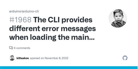 the cli provides different error messages when loading the main sketch