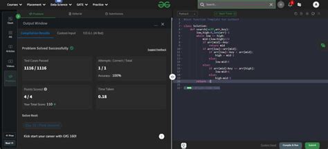 gfg160 geekstreak2025 python dsa 160daysofcode binarysearch