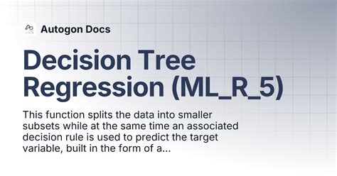 Decision Tree Regression Mlr5 Autogon Docs