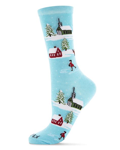 Memoi Womens Figure Eights Bamboo Blend Holiday Crew Sock Womens