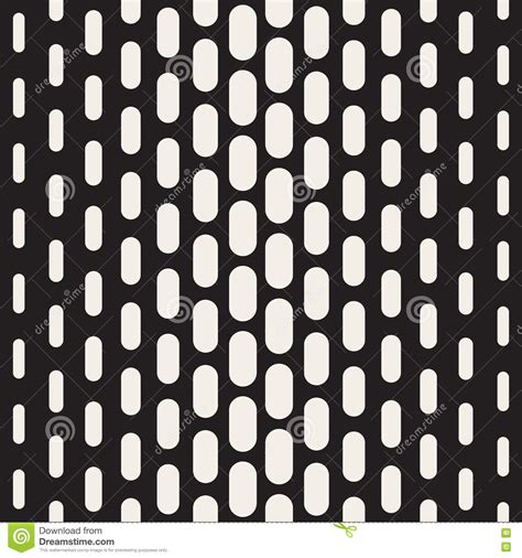 Vector Seamless Black And White Vertical Rounded Rectangle Geometric Pattern Stock Illustration