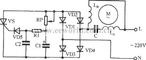 Single Phase Motor Electronic Stepless Thyristor Circuit Basic Circuit Circuit Diagram