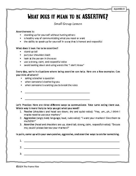 What Does It Mean To Be Assertive Small Group Counseling Lesson And Worksheet