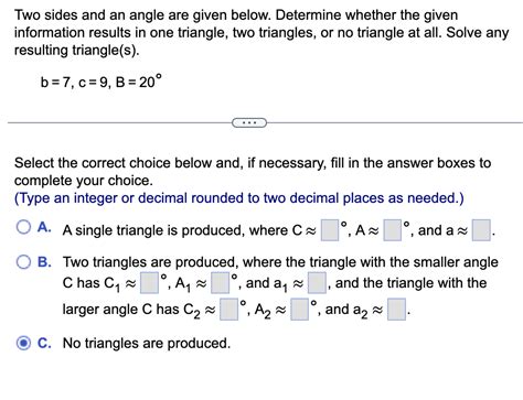 Solved Two Sides And An Angle Are Given Below Determine