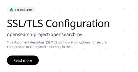 Ssltls Configuration Opensearch Projectopensearch Py Deepwiki