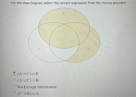 Solved For The Venn Diagram Select The Correct Expression