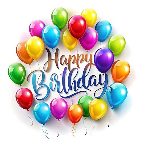 Happy Birthday Background With Colored Balloons Premium Ai Generated