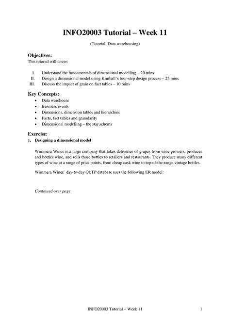 Tutorial Week11 Info2000 3 Info20003 Tutorial Week 11 1 Info20003 Tutorial Week 11