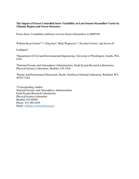 Pdf The Impact Of Forest‐controlled Snow Variability On Late‐season