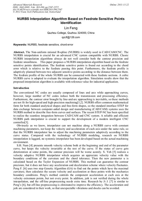 Nurbs Interpolation Algorithm Based On Feedrate Sensitive Points