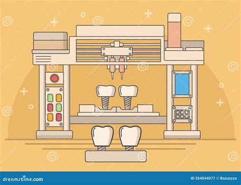 Medical 3d Printer Vector Dental Crowns Printing Stock Vector Illustration Of Prototype