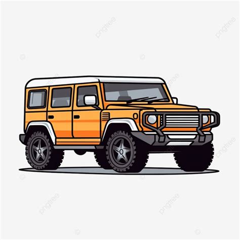 플랫 라인 아트 스타일의 Suv 자동차 교통 수송 만화 Png 일러스트 및 이미지 에 대한 무료 다운로드 Pngtree
