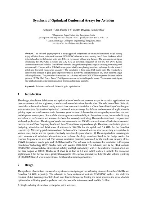 Pdf Synthesis Of Optimized Conformal Arrays For Aviation