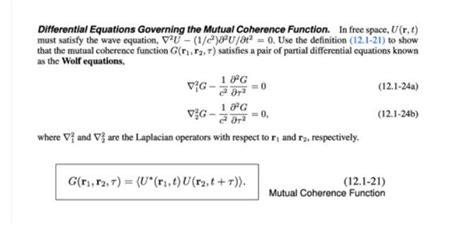 Solved Differential Equations Governing The Mutual Coherence