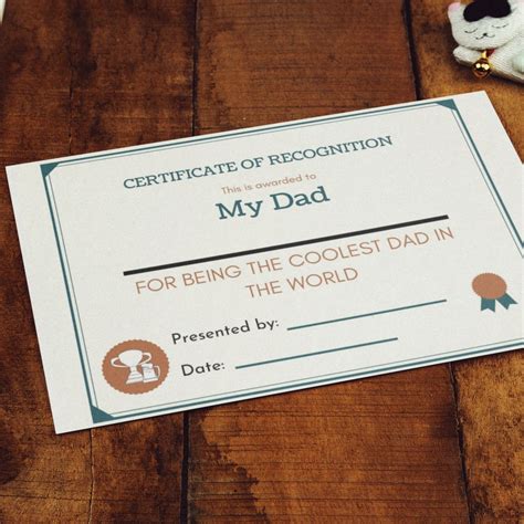 Printable Certificate For Special Dad And Daddy Ky Designx