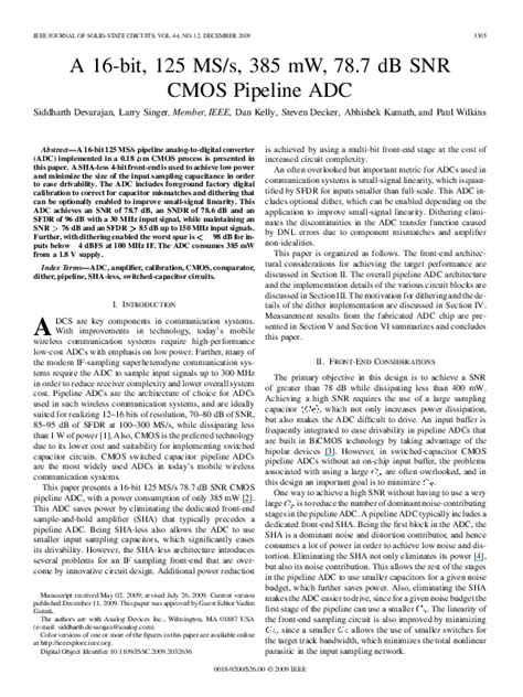 pdf a 16 bit 125 ms s 385 mw 78 7 db snr cmos pipeline adc