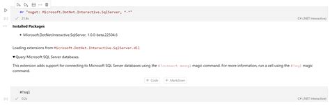 no output after running sql · issue 2344 · dotnet interactive · github