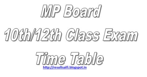 MP Board Time Table MPBSE Date Sheet Class Th Th Exam